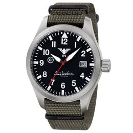 Khs Herren-Armbanduhr Airleader Olivgrün/Stahl | Gr.: onesize