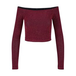Urban Classics Damen Ladies Off Shoulder Glitter Longsleeve in burgundy | Gr.: S