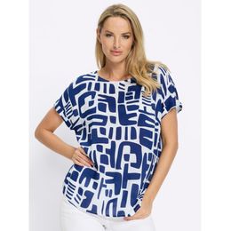 Heine Bluse in royalblau-ecru-bedruckt | Gr.: 40