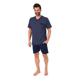 Normann Kurzarm Schlafanzug Shorty Pyjama print in hellblau | Gr.: 54
