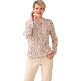 Damen Stehkragenpullover aus Multicolorgarn sand-meliert, Gr&ouml;&szlig;e 48