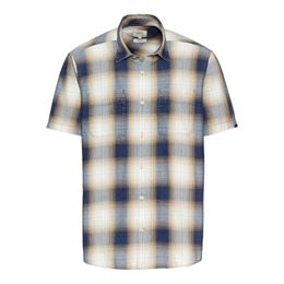 Kurzarmhemd Camel Active, Herren, Gr. XL, N-Gr, blau (schwarz navy), Web, Obermaterial: 100% Baumwolle, kariert, regular fit, Hemden
