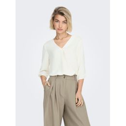 Jacqueline de Yong Shirtbluse JDY "JDYDIVYA LIFE 3/4 TOP WVN NOOS", Damen, Gr. 36 (S), wei&szlig; (cloud dancer), Web, Obermaterial: 100% Polyester, unifarben, loose fit taillenbedeckt, V-Ausschnitt, Blusen