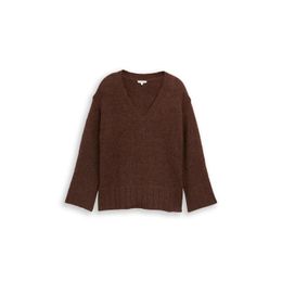 Tom Tailor Damen Plus Size - Loose Fit Strickpullover mit Wollanteil, braun, Meliert, Gr. 46