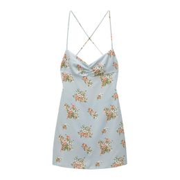 Pull&Bear Pull&Bear Kleid Damen Größe 40 pastellblau / grün / rosa / orangerot