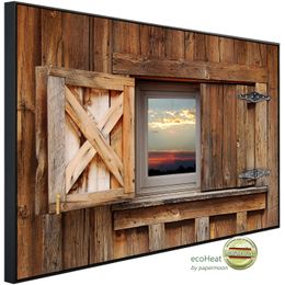 papermoon Infrarotheizung "Scheunenfenster", bunt (kunstmotiv im aluminiumrahmen), B/H/T: 100cm x 60cm x 3cm, 600 W, Heizk&ouml;rper, sehr angenehme Strahlungsw&auml;rme