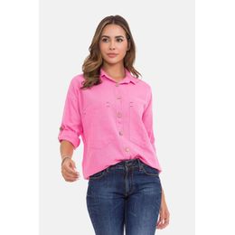 Cipo & Baxx Hemdbluse CIPO & BAXX "Hemdbluse", Damen, Gr. M, pink, 70% Baumwolle, 30% Leinen, unifarben, relaxed fit normal, mit Kn&ouml;pfen Manschette, Blusen Hemdbluse, mit Kontrastn&auml;hten, WH132