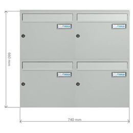 Renz A-01 4er Edelstahl Wandbriefkastenanlage Aufputz