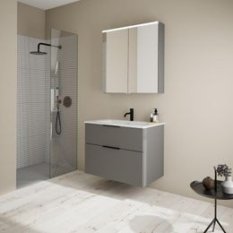 Burgbad Eqio Schrank mit Slim Keramik-Waschtisch, mit Spiegelschrank, SHCP082F6584C0001G0200,