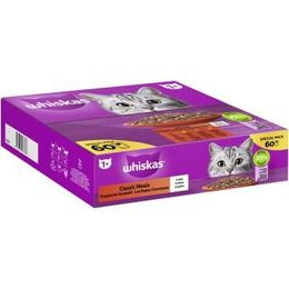 whiskas &reg; Multipack Portionsbeutel 1+ Klassische Auswahl 4 Variet&auml;ten Rind, Huhn, Lamm, Gefl&uuml;gel in Gelee 60 x 85g