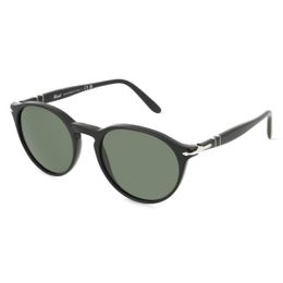 Persol 0PO3092SM | Herren-Sonnenbrille | Fassung: Vollrand, Panto, Acetat, Schwarz | Glasfarbe: Gr&uuml;n