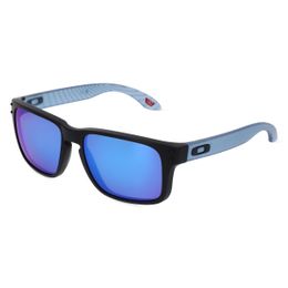 Oakley OJ9007 HOLBROOK XS | Herren-Sonnenbrille | Fassung: Vollrand, Quadratisch, Kunststoff, Schwarz Matt | Glasfarbe: Blau Spiegel Blau