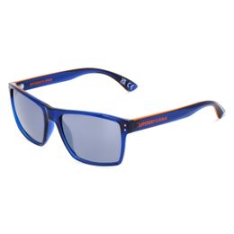 Superdry KOBE | Herren-Sonnenbrille | Fassung: Vollrand, Quadratisch, Kunststoff, Blau Dunkel | Glasfarbe: Grau