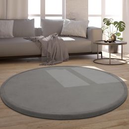 Teppich Paco Home "Tatami 475", grau, H:24mm Ø:160cm, Polyester, Teppiche, Kurzflor, Uni Farben, mit Memory Foam, waschbar