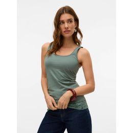 Véro Moda Tanktop VERO MODA "VMMAXI MY LACE LONG TANK JRS NOOS", Damen, Gr. S, grün (laurel wreath), Jersey, Obermaterial: 95% Baumwolle, 5% Elasthan, unifarben, regular fit taillenbedeckt, tiefer Rundhals, Tops Tanktop