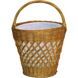 Wäschekorb, gelb (honigfarben), B:40cm H:60cm T:40cm Ø:40cm, Geflecht Rattan, HOFMANN LIVING AND MORE, Wäschesammler, aus Rattan mit praktischem Tragegriff