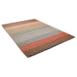 Teppich Tom Tailor HOME "Pastel Stripe" Gr. 3, bunt (multi), B:140cm H:7mm L:200cm, Baumwolle, Jute, Teppiche, Teppich, Flachgewebe, handgewebt, Material: 60% Baumwolle, 40% Jute