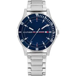 Quarzuhr Tommy Hilfiger "KIDS", silber (silberfarben, dunkelblau), Armbanduhren, Kinder, Armbanduhr, Kinderuhr, Mädchen, Jungen, Geschenkidee, Geburtstag