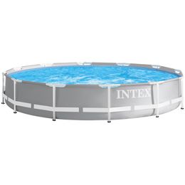 Framepool Intex "Prism Frame Premium Pool", blau (grau, blau, weiß), H:76cm Ø:366cm, Schwimmbecken, ØxH: 366x76 cm, mit Kartuschenfilteranlage
