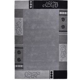 Wollteppich Theko "Ambadi", grau, B:90cm H:14mm L:160cm, Schurwolle, Teppiche, reine Schurwolle, handgetuftet, mit Bord&uuml;re, modern