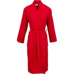 Unisex-Bademantel Carl Ross "25100" Gr. S, rot (intense rot), L:125cm, Piqu&eacute;, Hausm&auml;ntel, Waffelpique