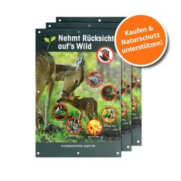 Waidgerechte Jagd Hinweisschild R&uuml;cksicht auf's Wild &ndash; 3er-Pack