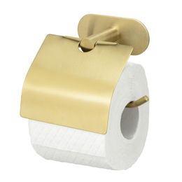 Wenko Toilettenpapierhalter mit Deckel 'Orea' Edelstahl goldfarben 14 x 12,5 x 7 cm