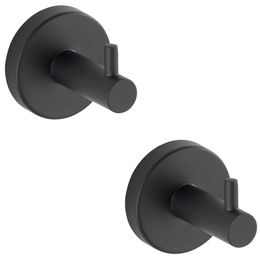 Wenko Handtuchhaken-Set 'Uno Bivio' Edelstahl schwarz 2-teilig