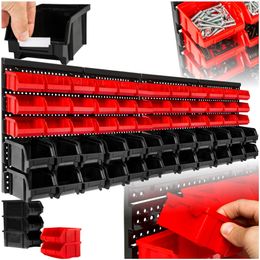 TecTake&reg; 2er Set Wandregal Stapelboxen, 62-teilig, komfortable Eingriffs&ouml;ffnung, 2 stabile Wandplatten mit je 64 x 38 x 17,5 cm
