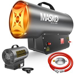 Masko&reg; Gasheizgebl&auml;se Gasheizer Heizkanone Gasheizstrahler Bauheizer Gas Heizger&auml;t heizstrahler Hei&szlig;luftgenerator inkl. Gasschlauch & Druckminderer Heizgebl&auml;se f&uuml;r handels&uuml;bliche Gasflaschen