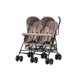 Chipolino Zwillingskinderwagen Double Point klappbar Korb Sonnendach Frontb&uuml;gel beige
