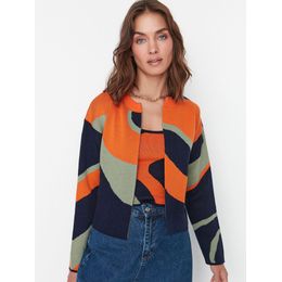 Trendyol Strickjacke mit Stricktop Damen Gr&ouml;&szlig;e S navy / apfel / orange