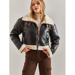 Bianco Lucci Jacke Damen Gr&ouml;&szlig;e S hellbeige / braun / schwarz