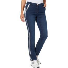 Damen Jeans mit Galonstreifen blue-stone-washed, Gr&ouml;&szlig;e 48
