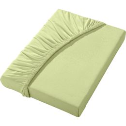 Biberna unisex Spannbetttuch lindgr&uuml;n, Gr&ouml;&szlig;e 1 St. 180x200 - 200x220 cm