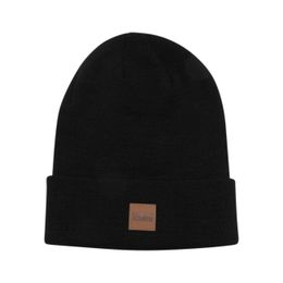 Beanie Urban Classics "Urban Classics Unisex Synthetic Leatherpatch Long Beanie", Damen, Gr. onesize, schwarz, Kunstfaser, M&uuml;tzen Beanie