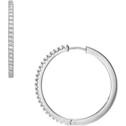 Fossil Damen Paar Creolen "Schmuck Geschenk Metall Ohrringe Ellis", 30mm, Metall, silber, Metall, Ohrringe, mit Zirkonia (synth.)