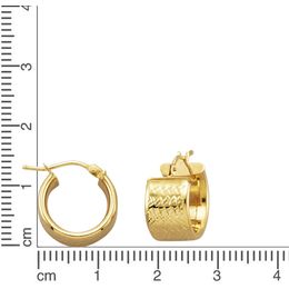 Firetti Damen Paar Creolen "Schmuck Geschenk Gold 375 Ohrschmuck Ohrringe Struktur", 14mm, Gelbgold 375, gold, Gelbgold 375, Ohrringe