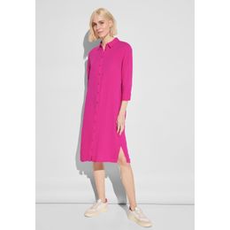 Street One Damen Hemdblusenkleid, pink, Gr. 44, unifarben, Obermaterial: 100% Baumwolle, Kleider, Sommerkleid mit Struktur