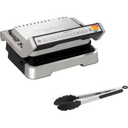Kontaktgrill Tefal, B:36,7cm H:18,9cm T:34,5cm, grau, Kontaktgrill_Standgrill_Tischgrill_Teppanyakigrill, "GC773D OptiGrill 2-in-1 mit Grillzange",