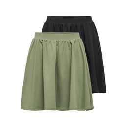 Only Damen Minirock "ONLLIVE LOVE SKATER SKIRT 2 PACK CS JRS", schwarz, Gr. XS, unifarben, Jersey, Obermaterial: 95% Baumwolle, 5% Elasthan, R&ouml;cke