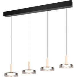 Trio LEUCHTEN LED Pendelleuchte "CELESTE dimmbare LED Hängelampe aus Metall Glas & Holz, 7,5W 750 Lumen", 4, H: 200cm, 1 Stk., schwarz, Leuchten,