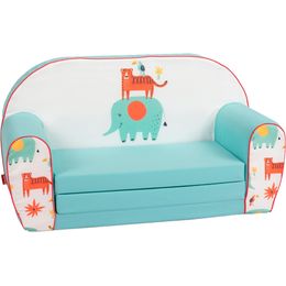 KNORRTOYS Kinder Sofa "Wild life", B/H/T: 77cm x 42cm x 34cm, Baumwolle, blau, B:77cm H:42cm T:34cm, Sofas, für Kinder; Made in Europe