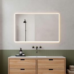 LED-Lichtspiegel Loevschall, B:120cm H:75cm T:2,5cm, wei&szlig;, Spiegelglas, Spiegel, "Nibe, Spiegel mit LED-Hintergrundbeleuchtung, Quadratischer