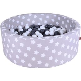 KNORRTOYS Kinder Bällebad "Soft, Grey White Stars", weiß, Baumwollstoff, Schaumstoff, H:30cm Ø:90cm, Bällebäder, mit 300 Bällen Grey/creme; Made in