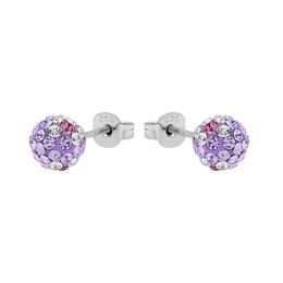 Amor Damen Paar Ohrstecker, 6mm, Silber 925 (Sterlingsilber)silberfarben, kristallwei, lila, rosa, kristallwei&szlig;, lila, rosa, Silber 925