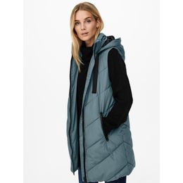 Jacqueline de Yong JDY Damen Steppweste "JDYSKYLAR LIFE HOOD WAISTCOAT OTW NOOS"stormy weather detail:schwarz, Gr. L, unifarben mit Farbeinsatz, Steppware,