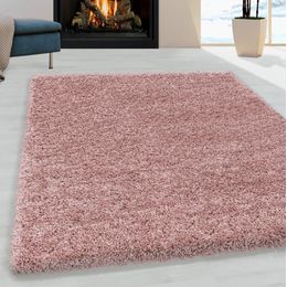 Hochflor-Teppich, B:140cm H:30mm L:200cm, rosa, Ayyildiz Teppiche, Polypropylen (PP), Teppiche, "SYDNEY 3000", Shaggy, Langflor, uni, auch in rund,