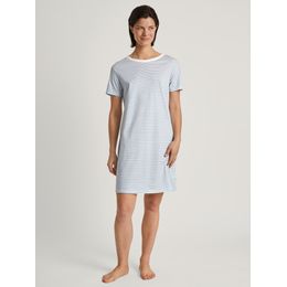 Calida Damen Nachthemd "Cotton Stripes", Gr. L, blau, Single Jersey, Obermaterial: 100% Baumwolle, gestreift, Kleider, Kurzarm,
