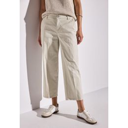 Street One Damen Chinohose, beige, Gr. 40, unifarben, Web, Obermaterial: 97% Baumwolle, 3% Elasthan, Hosen, mit elastischem Bund hinten